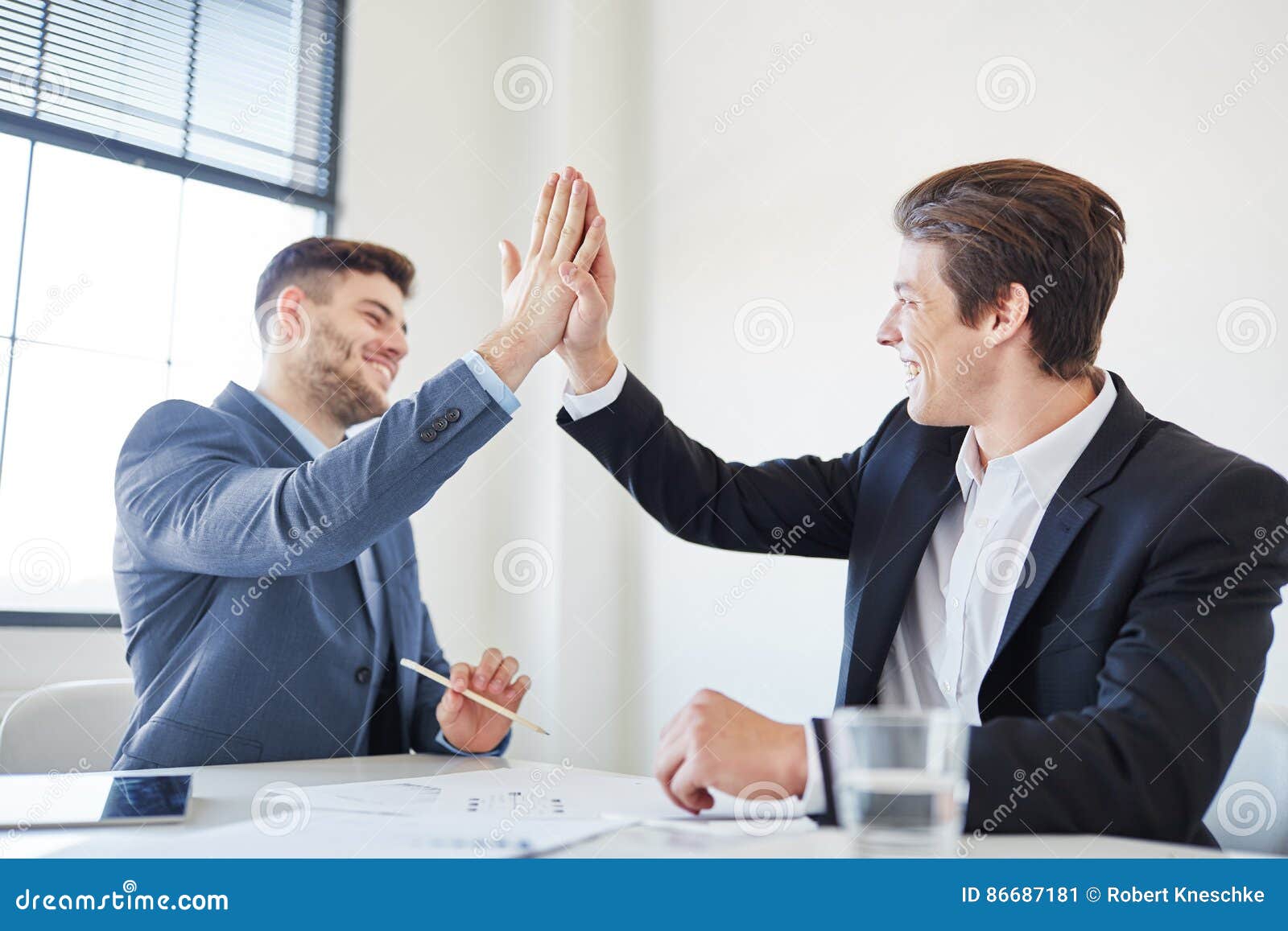 Successfull Business People Giving High Five Stock Image - Image of ...