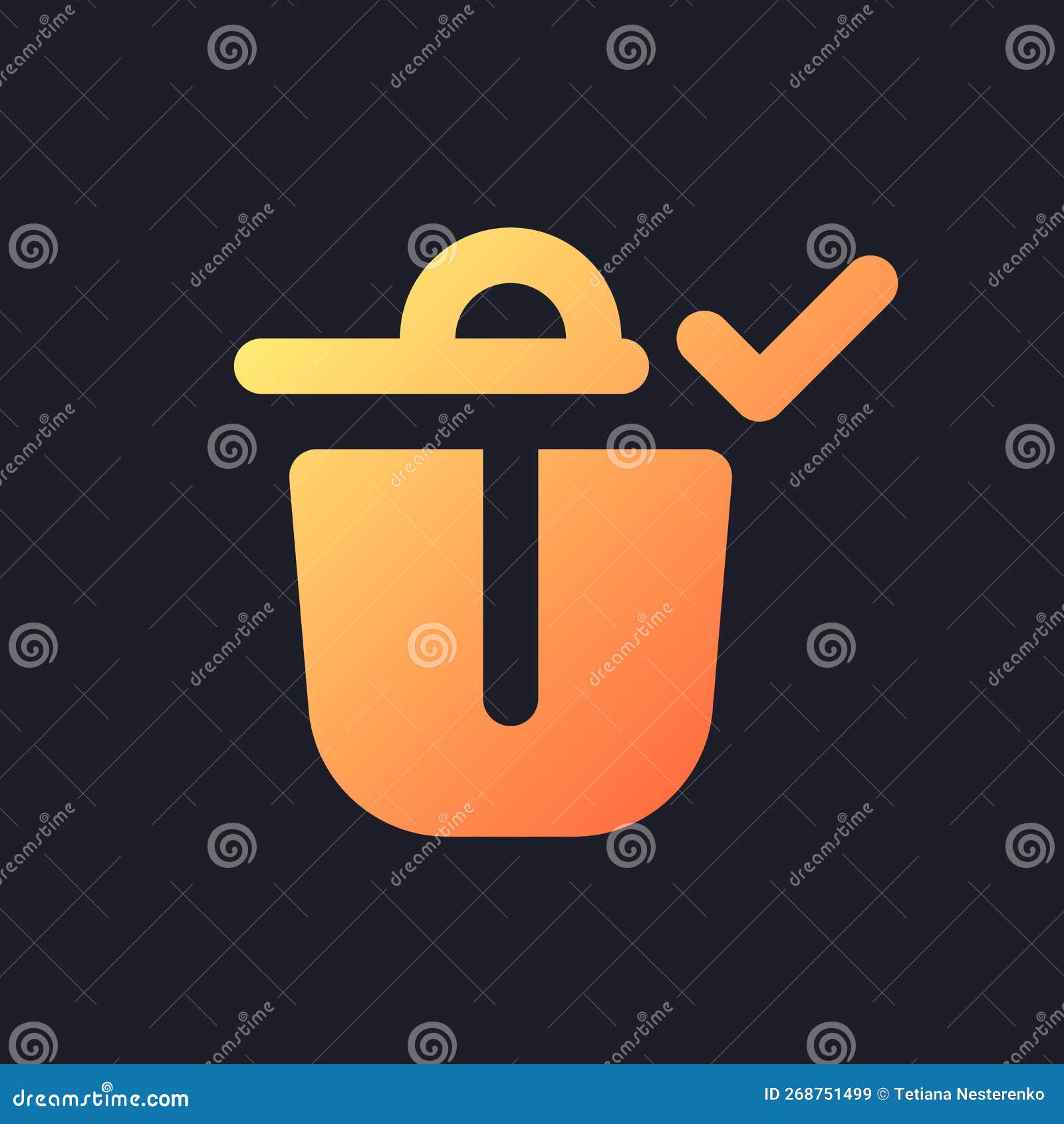 Successfully Deleted Orange Solid Gradient Ui Icon for Dark Theme Stock ...