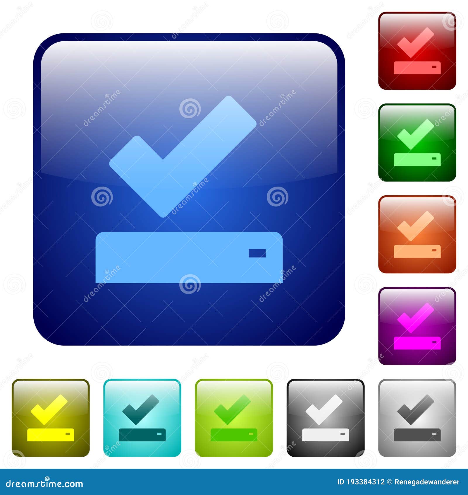 Successfully Saved Color Square Buttons Stock Vector - Illustration of ...
