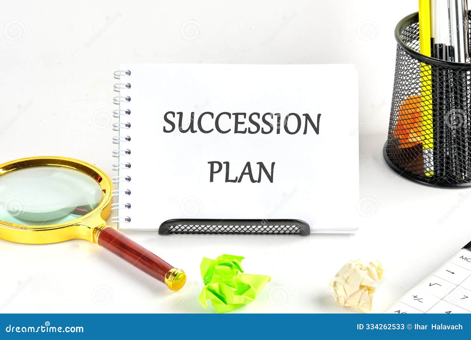 SUCCESSION PLAN Word Alphabet Letters in a Notebook on a White ...