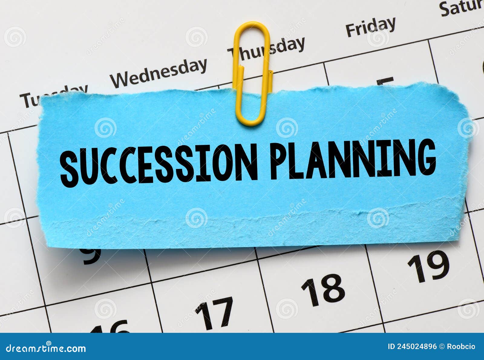 Succession Planning Words on a Blue Card in the Calendar Stock Photo ...