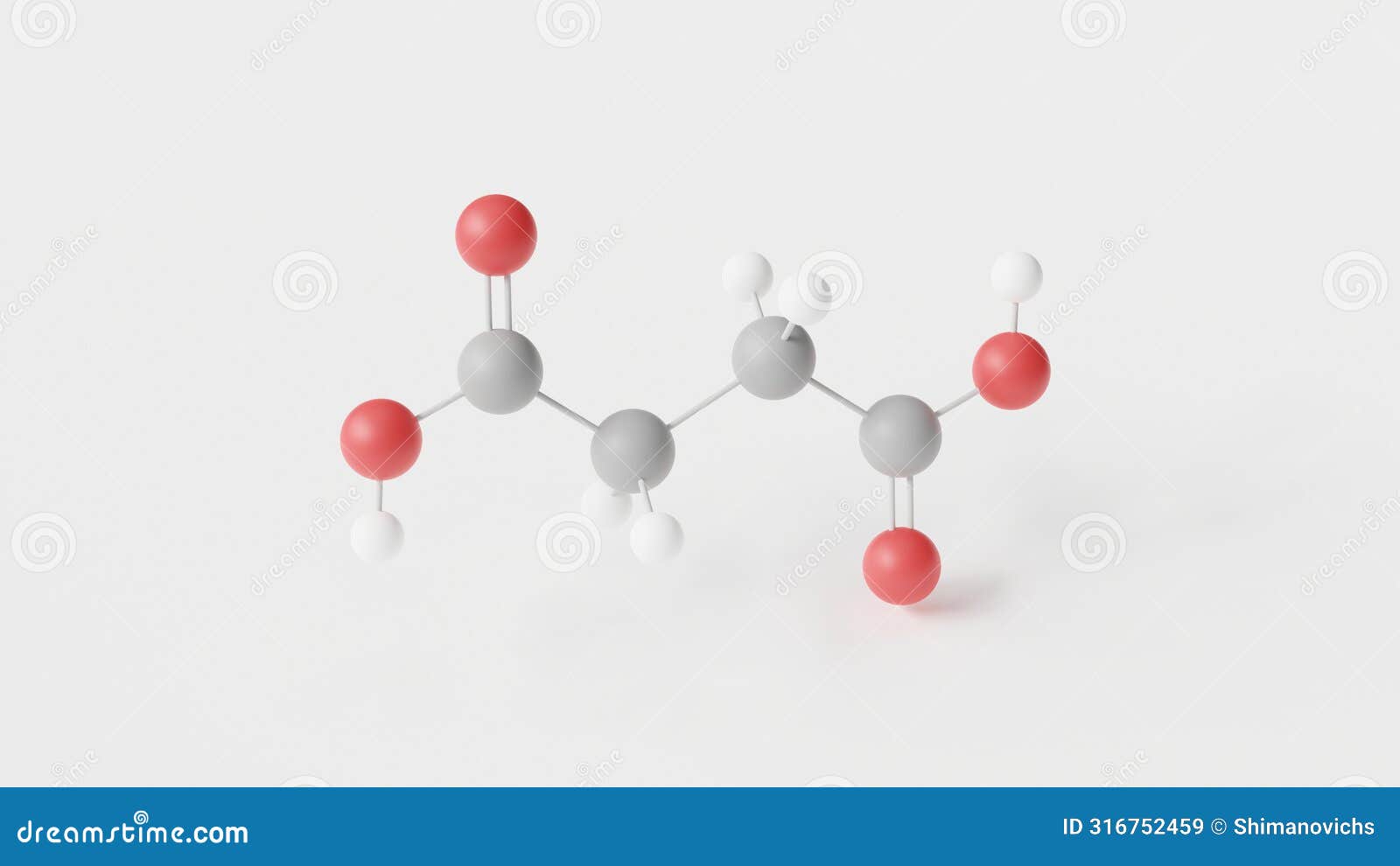 Succinic Acid Molecule 3d Molecular Structure Ball And Stick Model