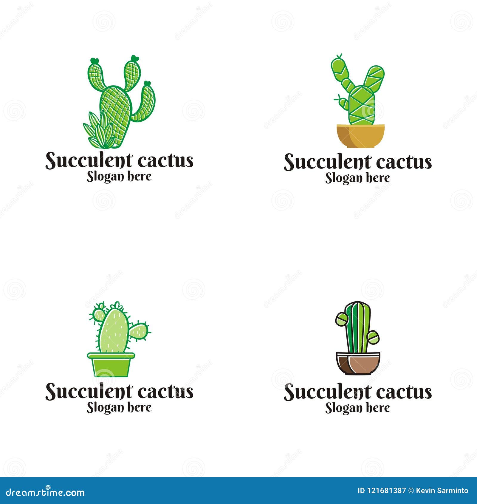 Succulent Cactus Vector Logo Stock Vector - Illustration of drawn ...
