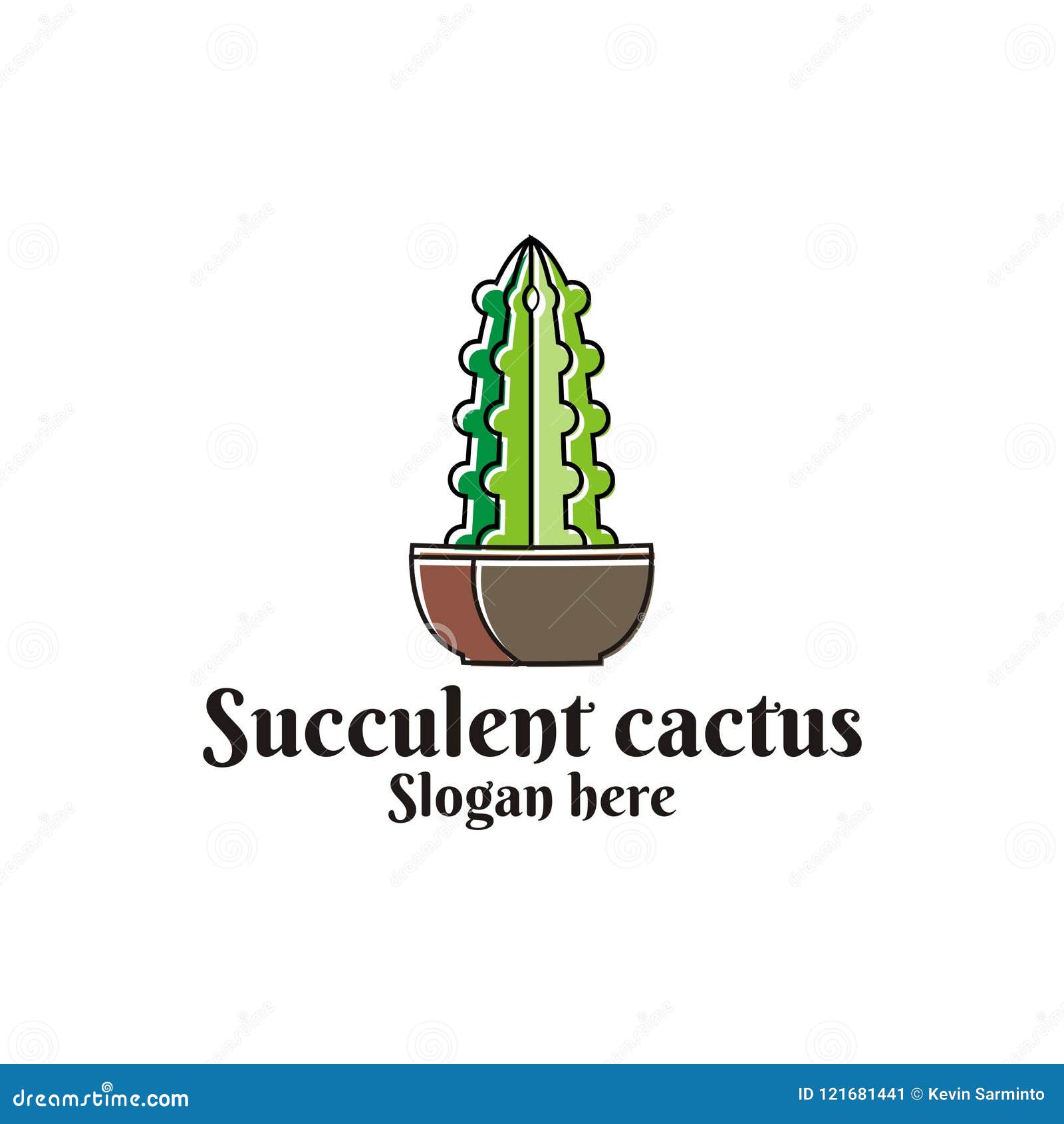 Succulent Cactus Vector Logo Stock Vector - Illustration of drawn ...