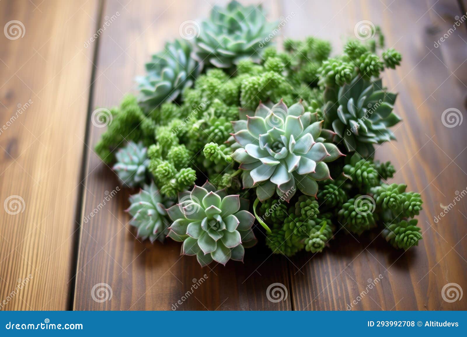 A Succulent Cluster on a Hardwood Table Stock Illustration ...