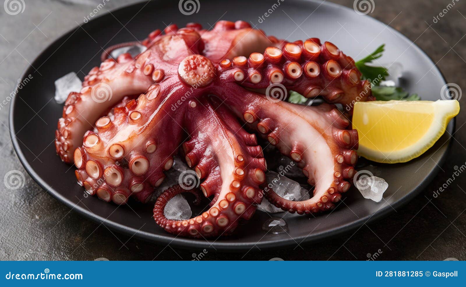 Succulent Cooked Octopus with a Refreshing Ice Touch. Generative AI ...