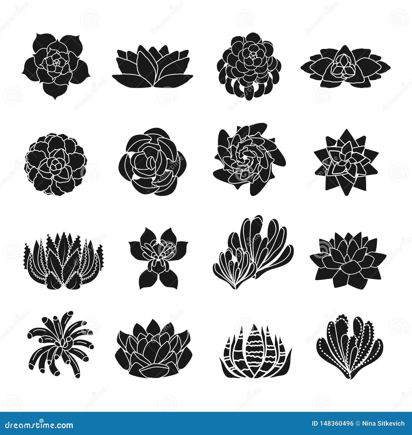 Succulent Icons Set, Simple Style Stock Vector - Illustration of ...