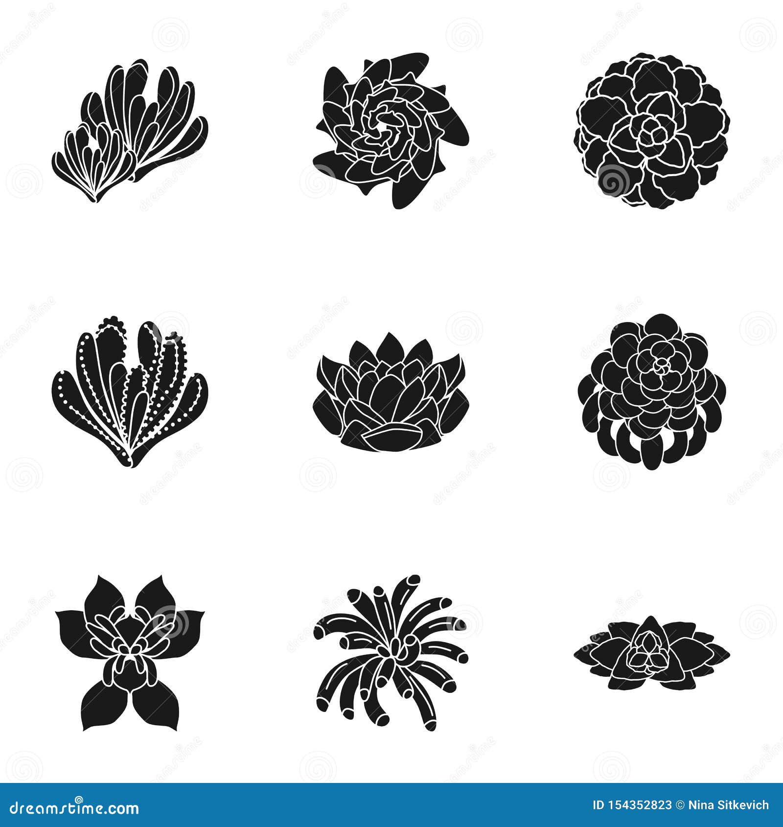 Succulent Plant Icon Set, Simple Style Stock Vector - Illustration of ...