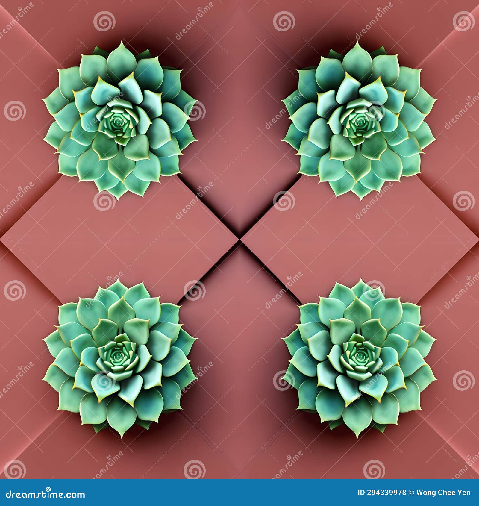 Succulent Plant Leaves Pattern Seamless Symmetrical Wallpaper Stock ...