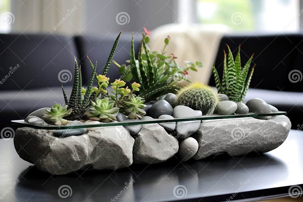 Succulent Plants on a Minimalistic Coffee Table Stock Photo - Image of ...