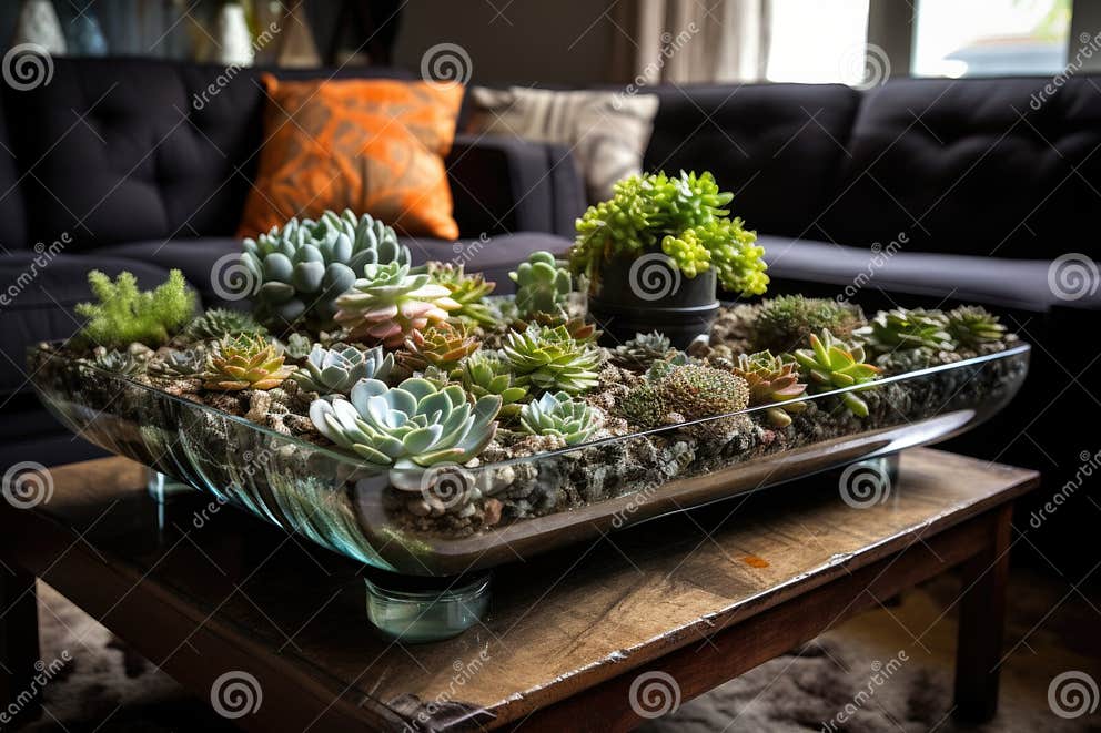 Succulent Plants on a Stylish Coffee Table Stock Image - Image of ...