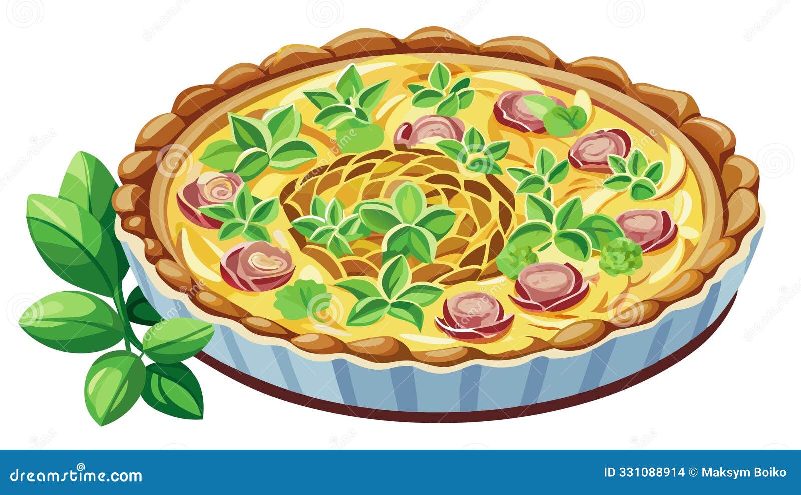 A Succulent Quiche Lorraine Top View Isolated on White Background Stock ...