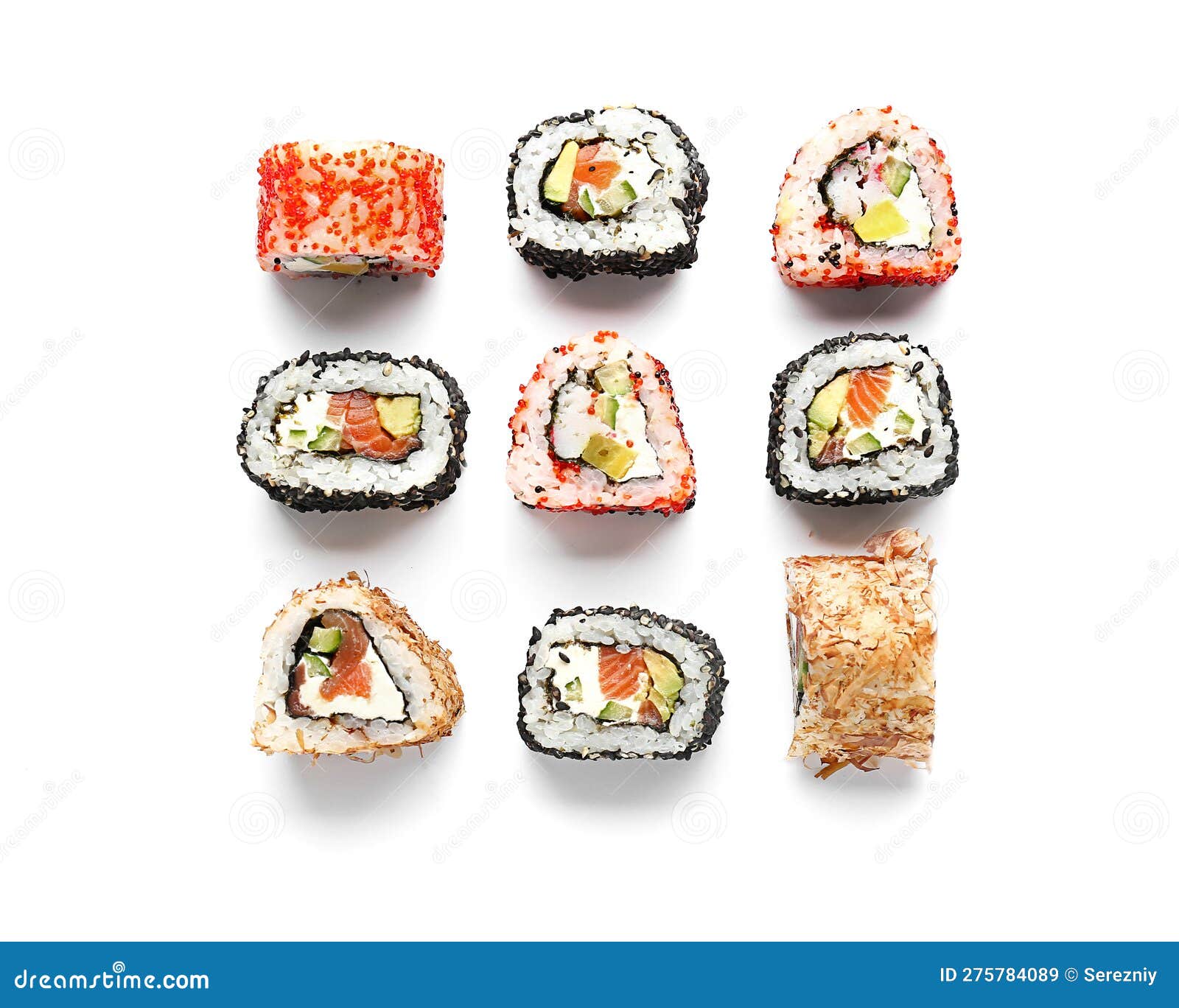 Tasty Sushi Rolls on White Background Stock Image - Image of asian ...