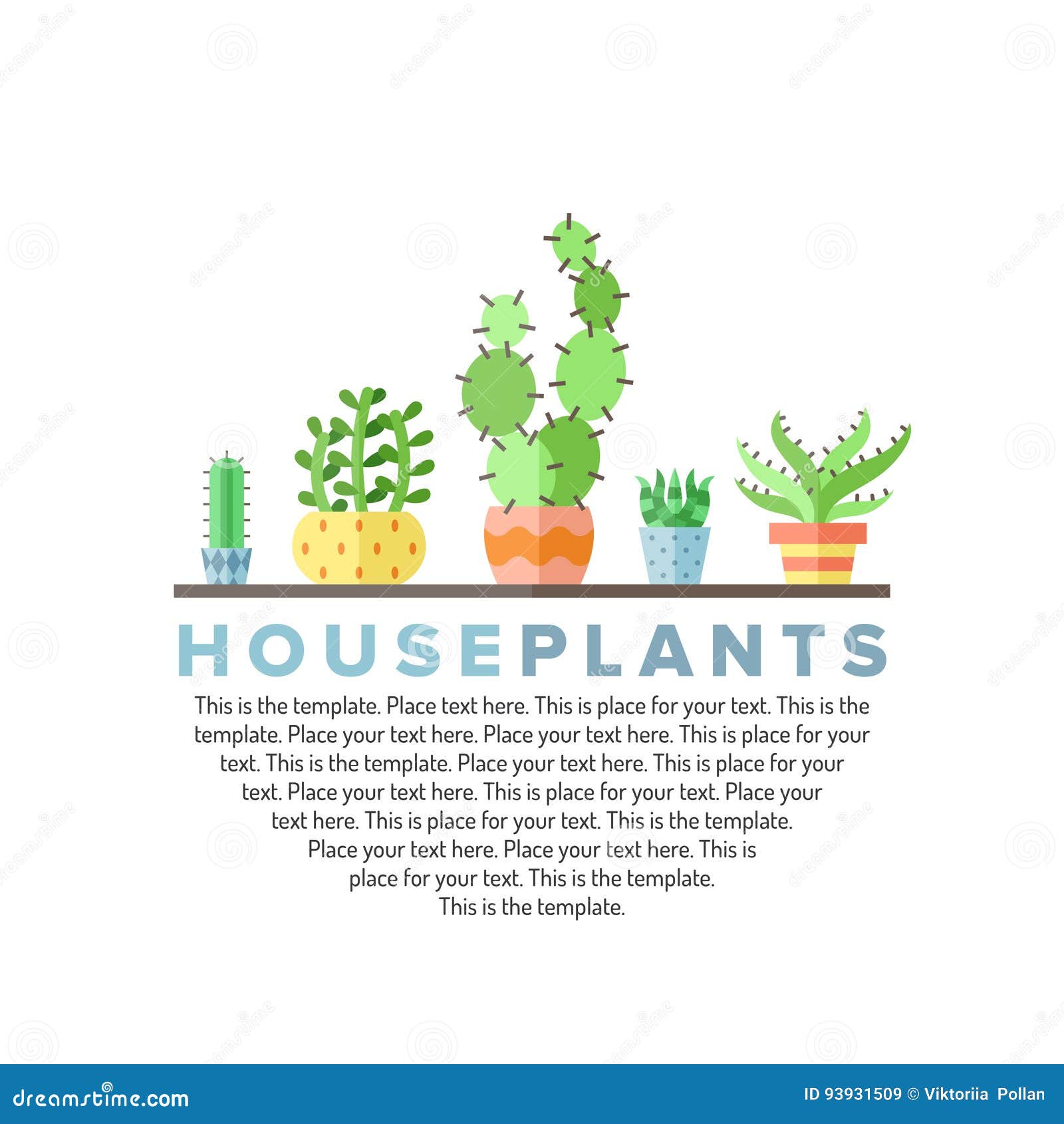 Succulents and Cacti Flat Circle Vector Illustration. Part Three Stock ...