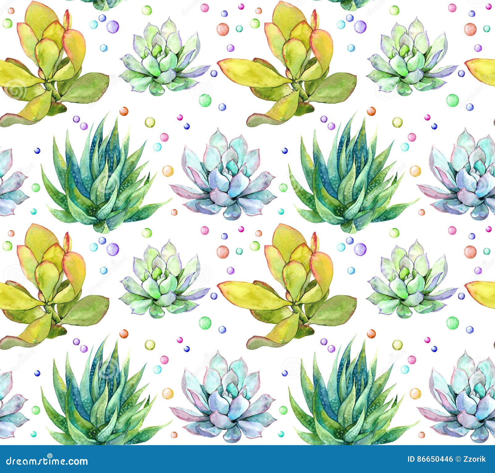 Succulents. Repeating Pattern. Watercolor Stock Illustration ...