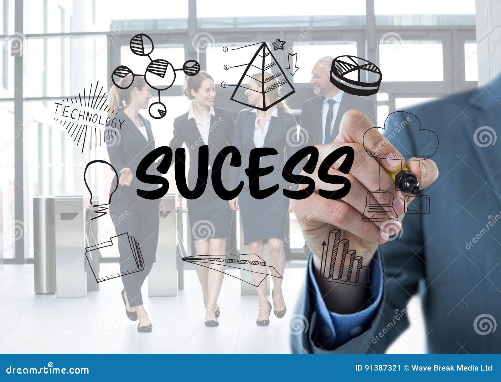 Sucess Graphic. Business Men Writing it Stock Illustration ...