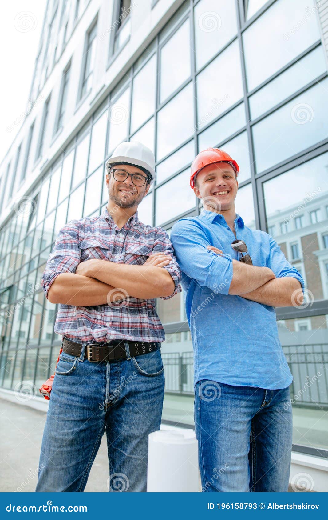 Sucessful Talented Smiling Engineers Standing in Front of the the ...