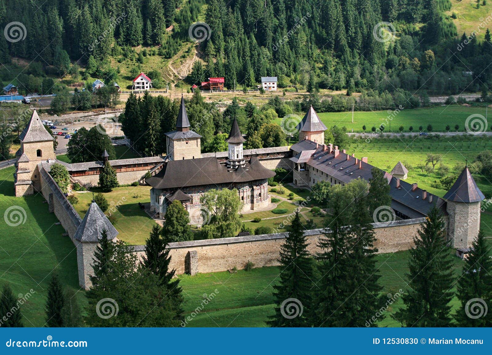 Sucevita Monastery Landscape - Moldavia, Romania Royalty-Free Stock ...