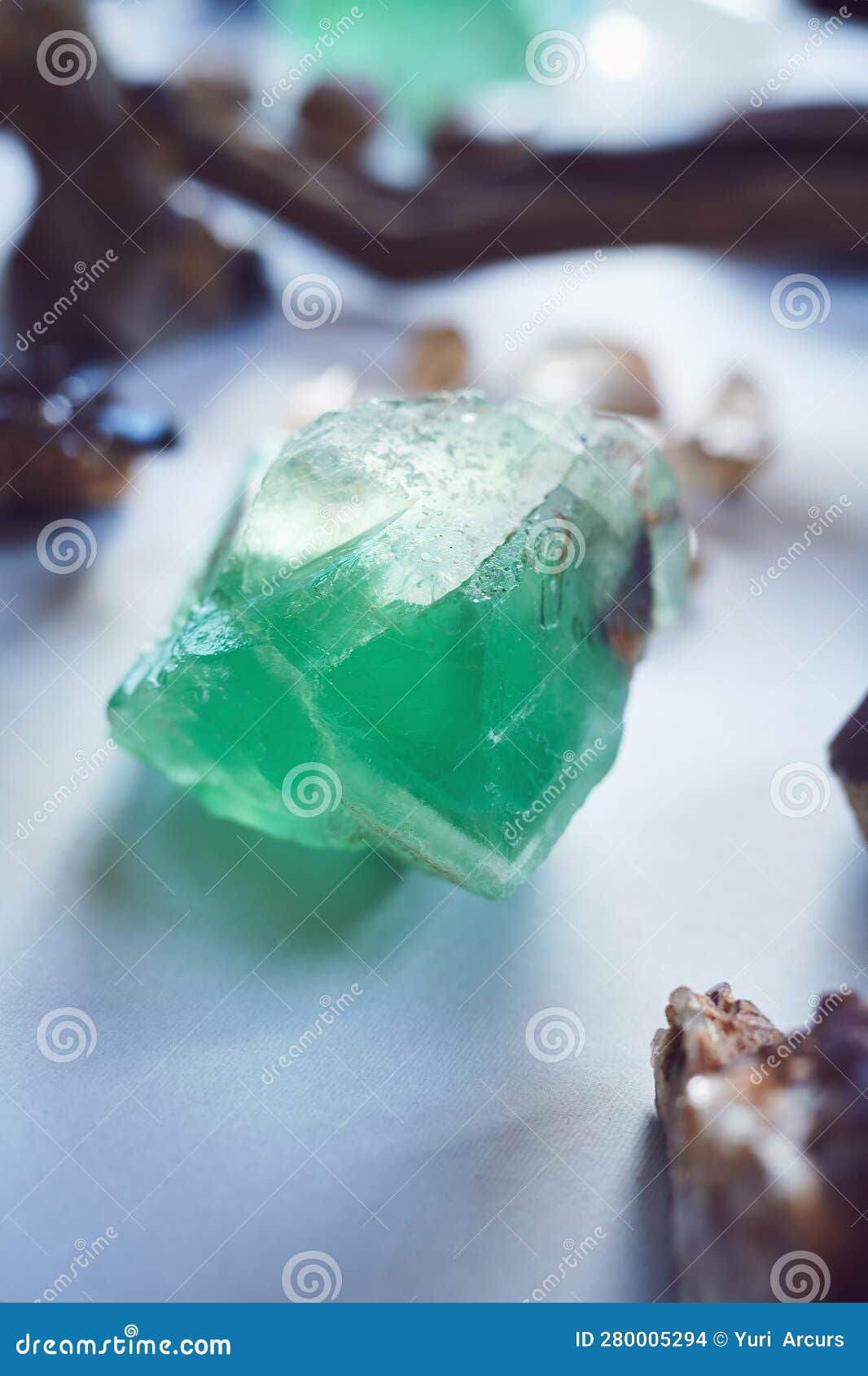 Such a Beautiful Color. Closeup of a Beautiful Green Crystal Placed on ...