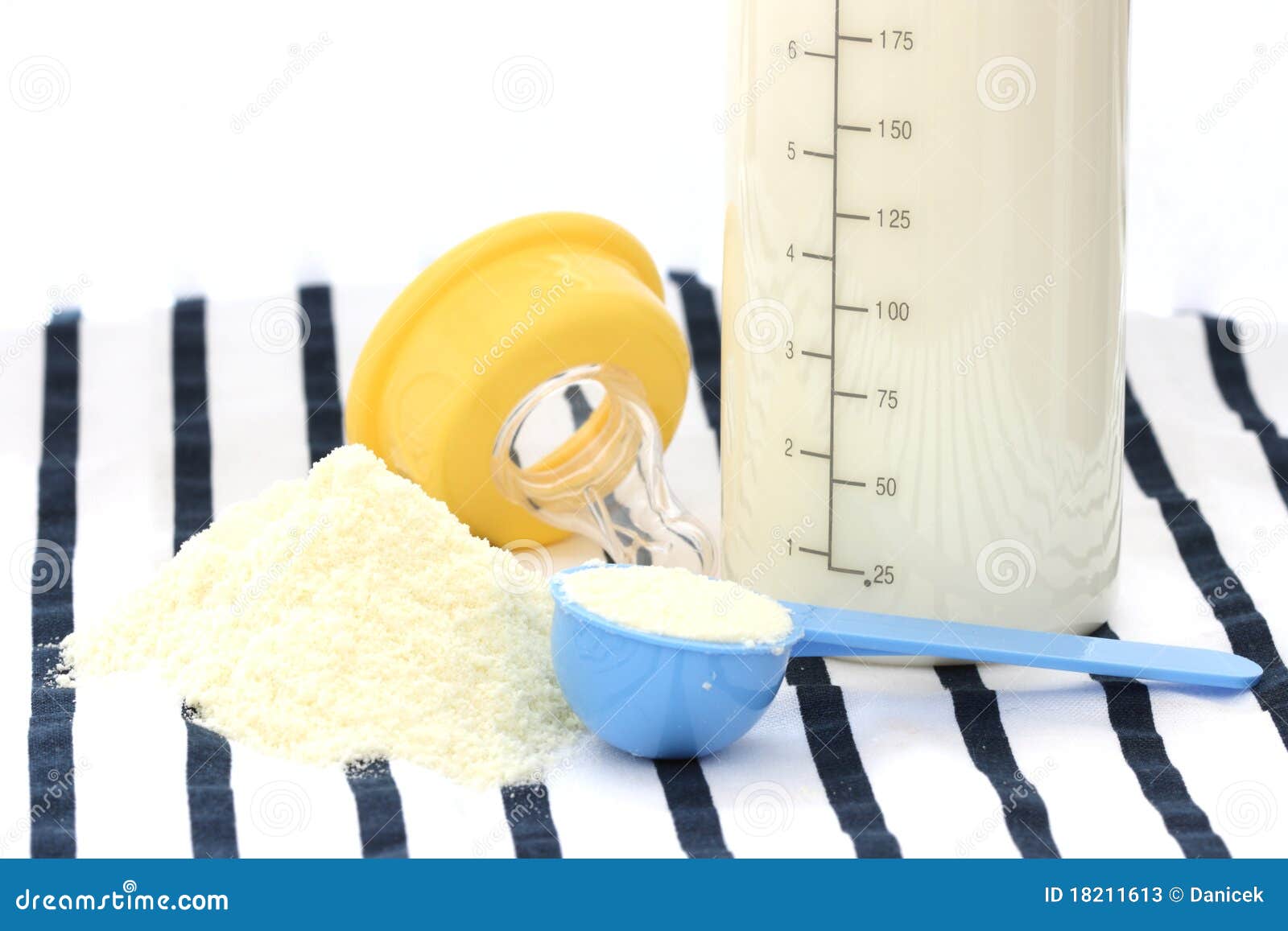 Suckling Child Dried Milk with Feeder Bottle Stock Image - Image of ...