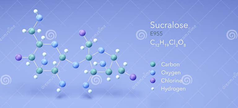 Sucralose, E955, Molecular Structures, 3d Rendering, Structural ...