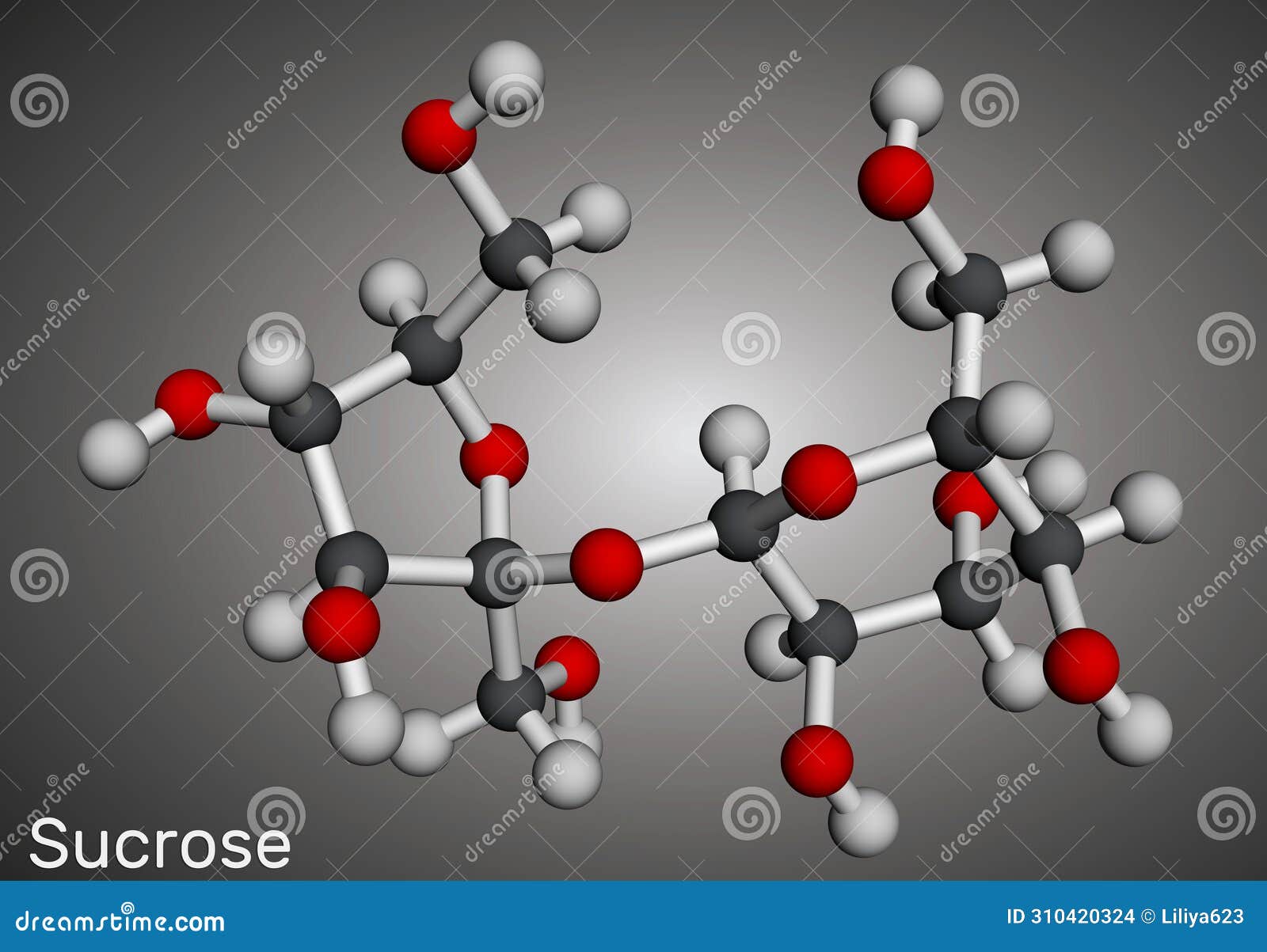 Sucrose Sugar Molecule. Molecular Model Stock Illustration ...