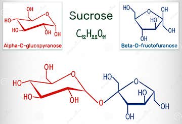 Sucrose Sugar Molecule. Structural Chemical Formula and Molecule Model ...