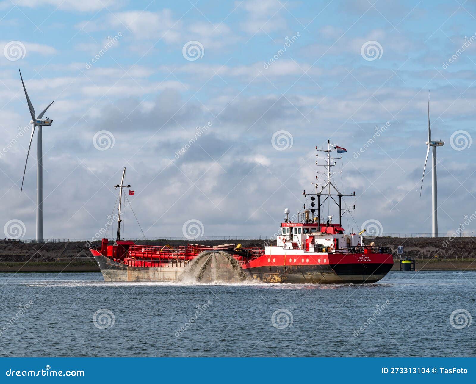 Suction Dredger Ship Dredging in Harbour, IJmuiden, Netherlands ...