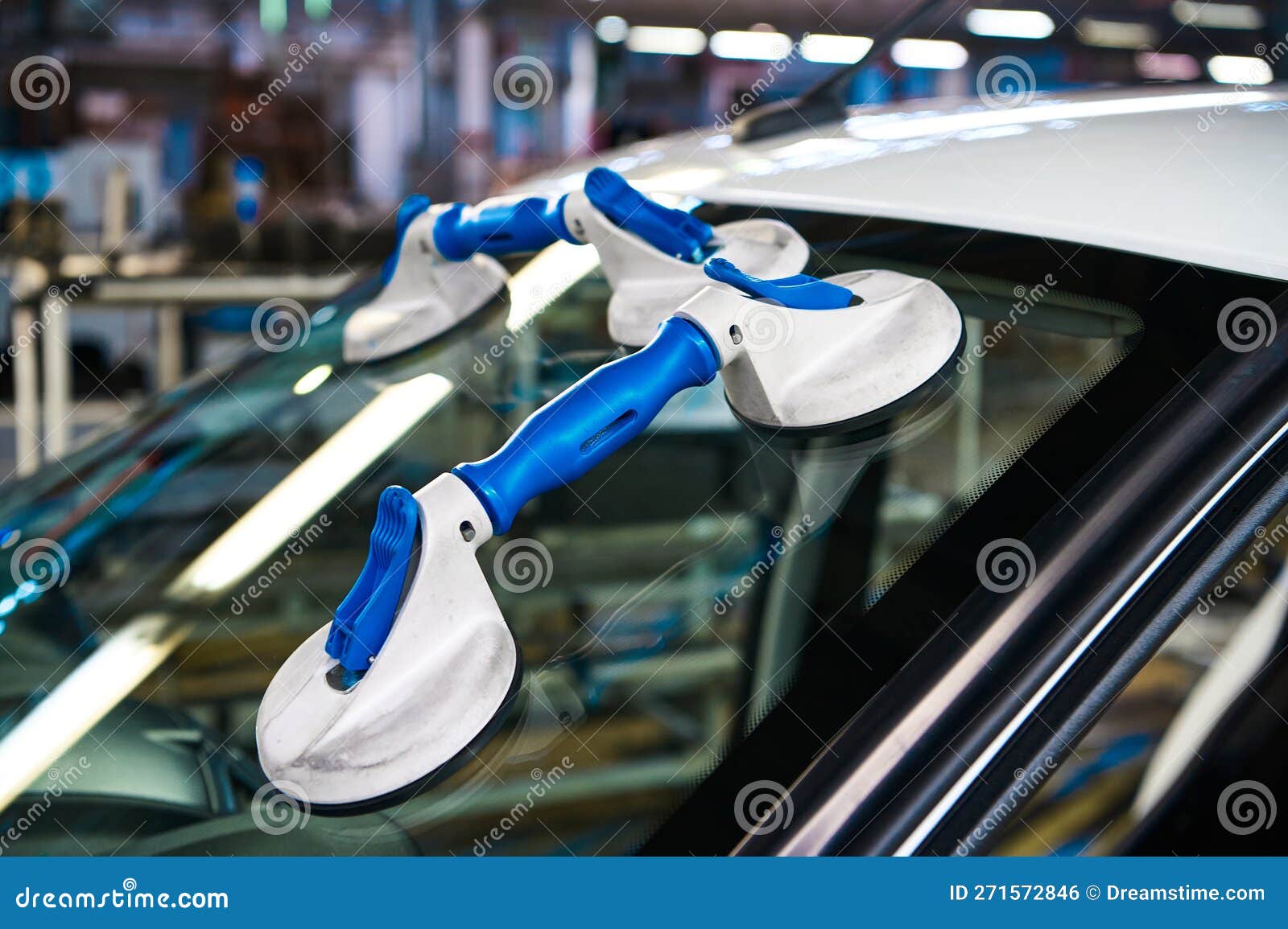 Suction Pads for Car Windshield Installing in Workshop Stock Photo ...