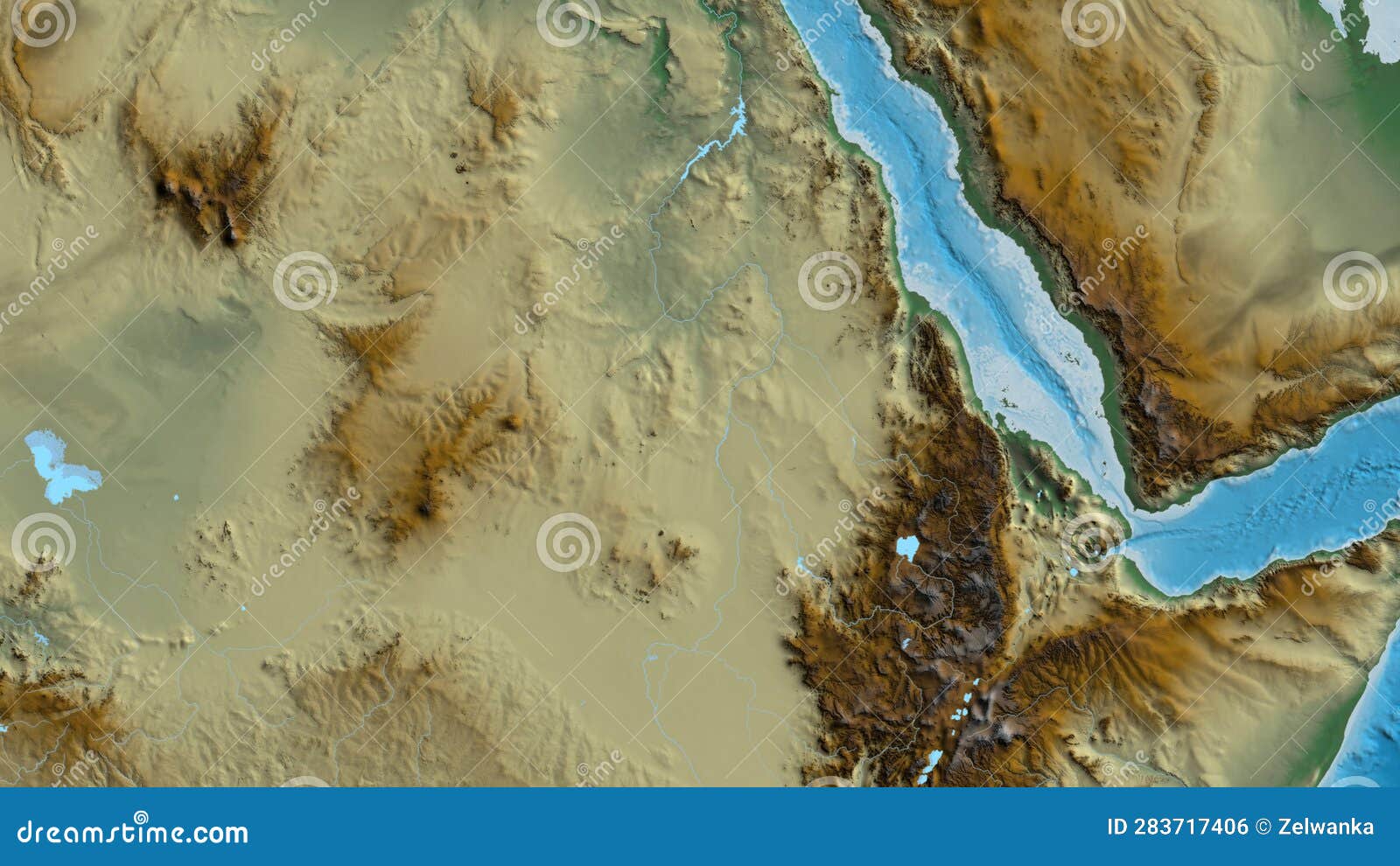 Sudan area. Relief map stock illustration. Illustration of eritrea ...