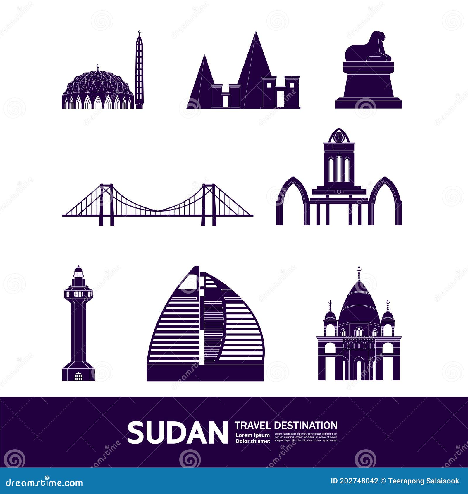 Sudan Blue Travel Destination Vector Illustration Stock Vector ...
