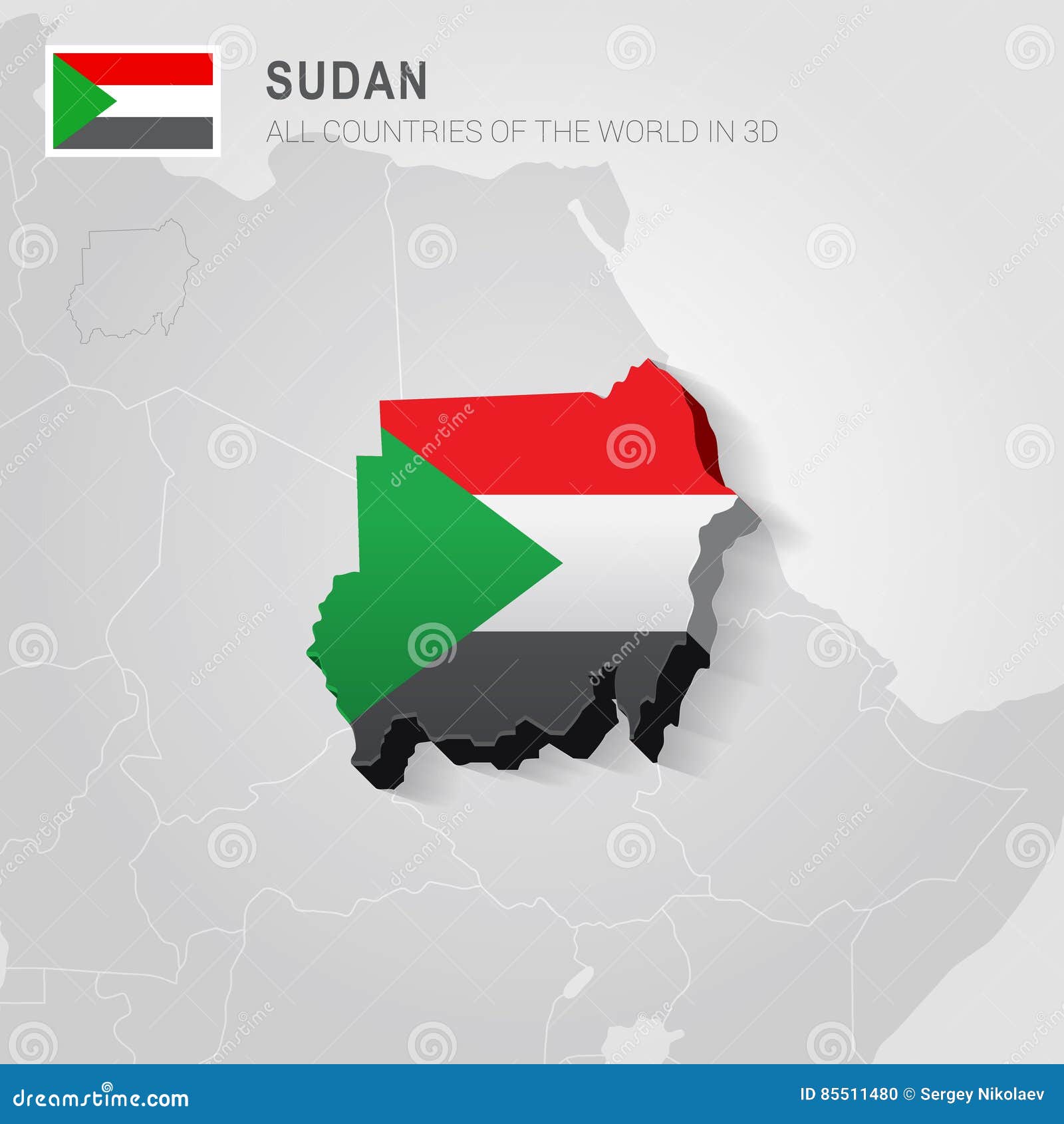Sudan drawn on gray map. stock vector. Illustration of background ...