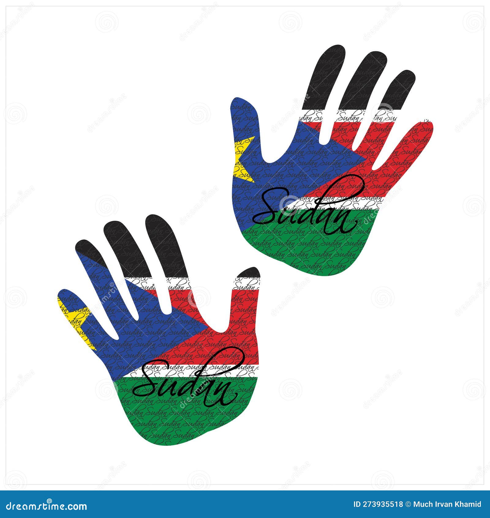 Sudan flag hand vector stock vector. Illustration of signs - 273935518