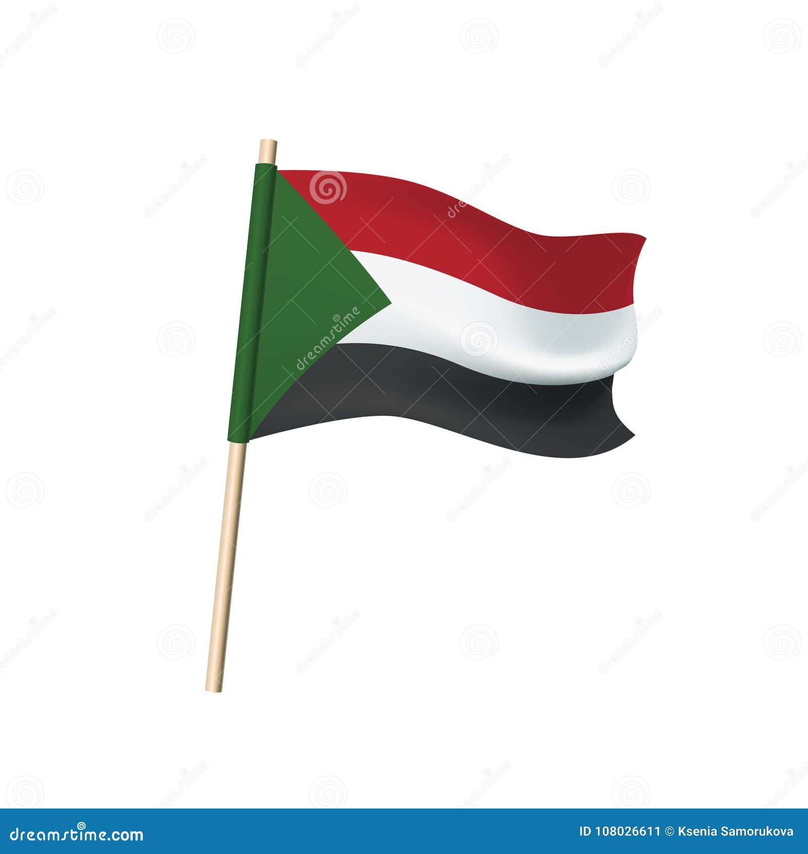 Sudan Flag on White Background Stock Vector - Illustration of nation ...