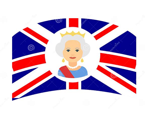Queen Elizabeth Face Portrait with British United Kingdom Emblem ...