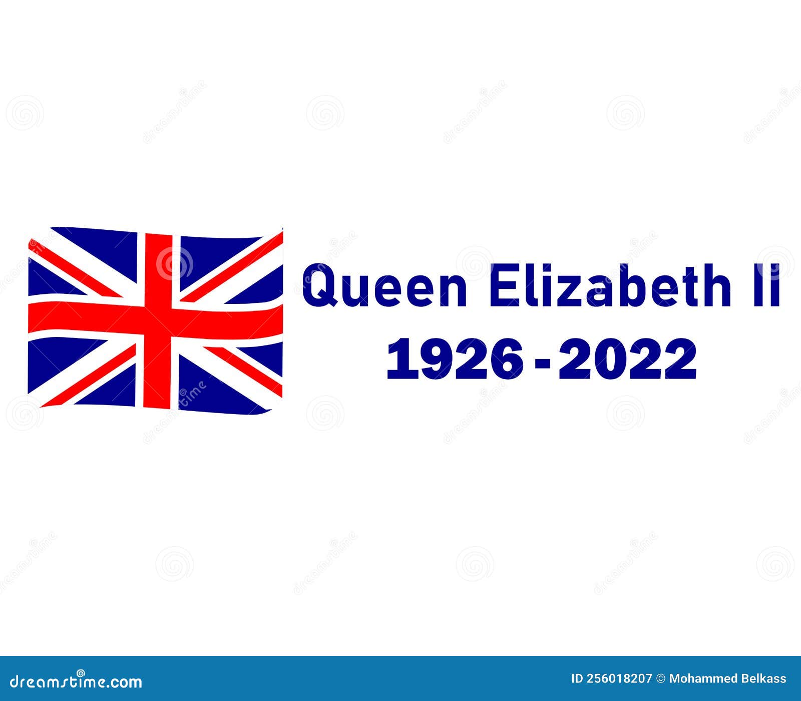 Queen Elizabeth 1926 2022 Blue and British the United Kingdom Flag ...