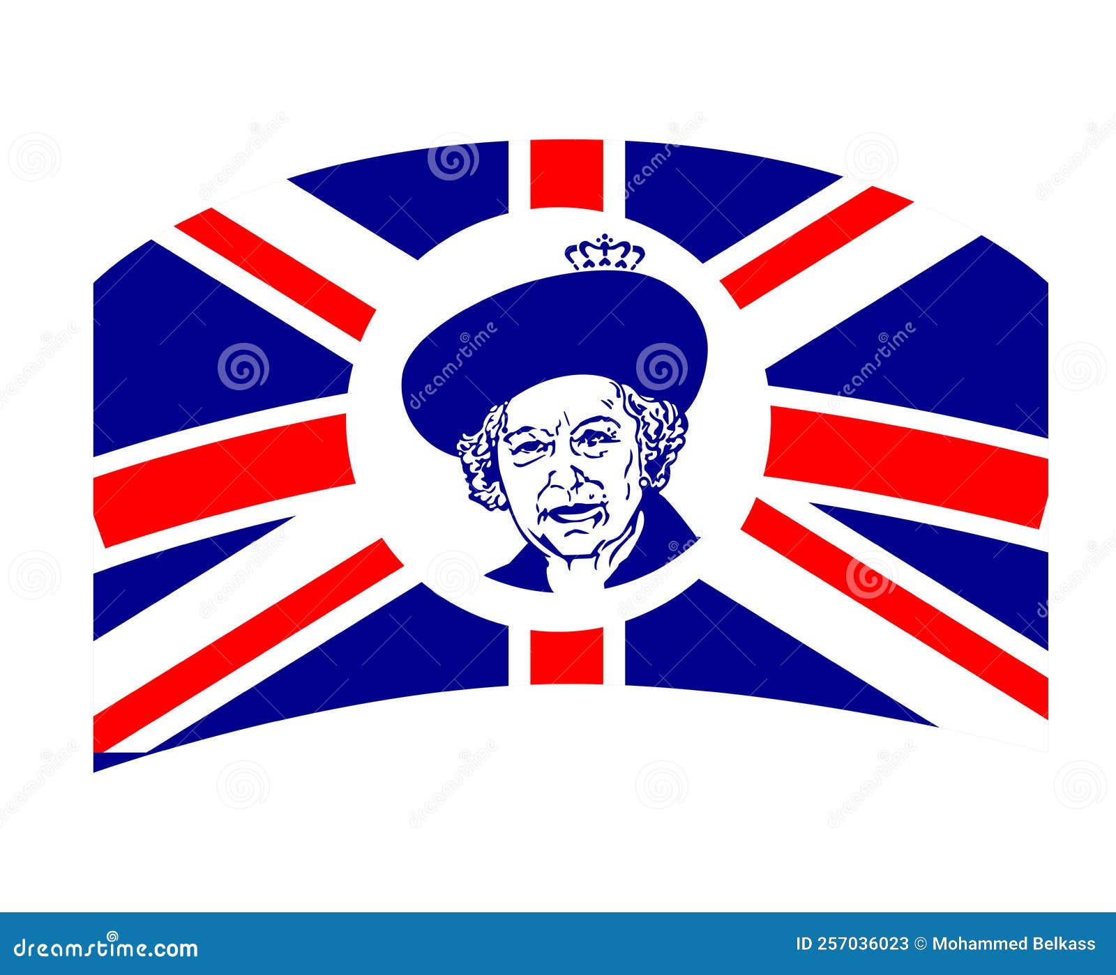 Queen Elizabeth Portrait Face Blue with British Emblem Editorial Stock ...