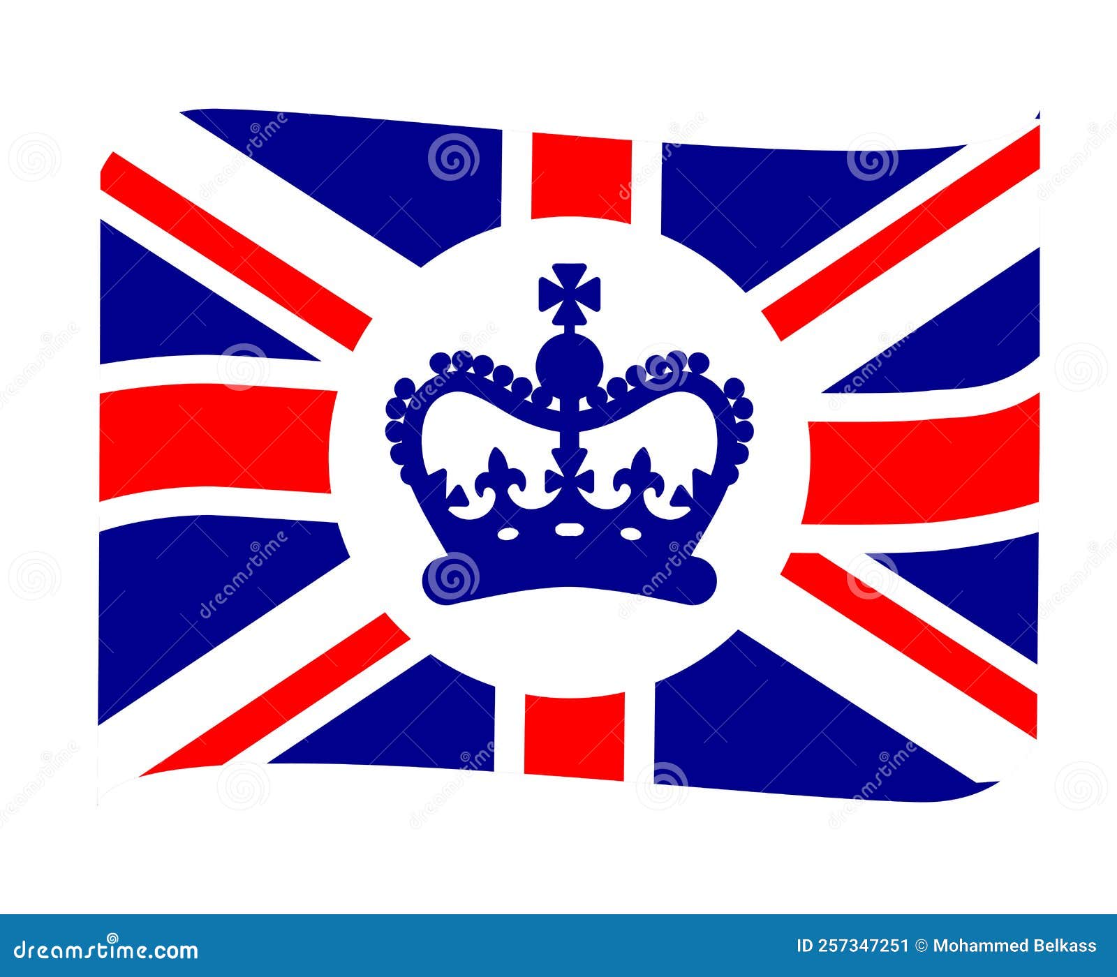 British United Kingdom Flag Ribbon with a Blue Crown Stock Illustration ...