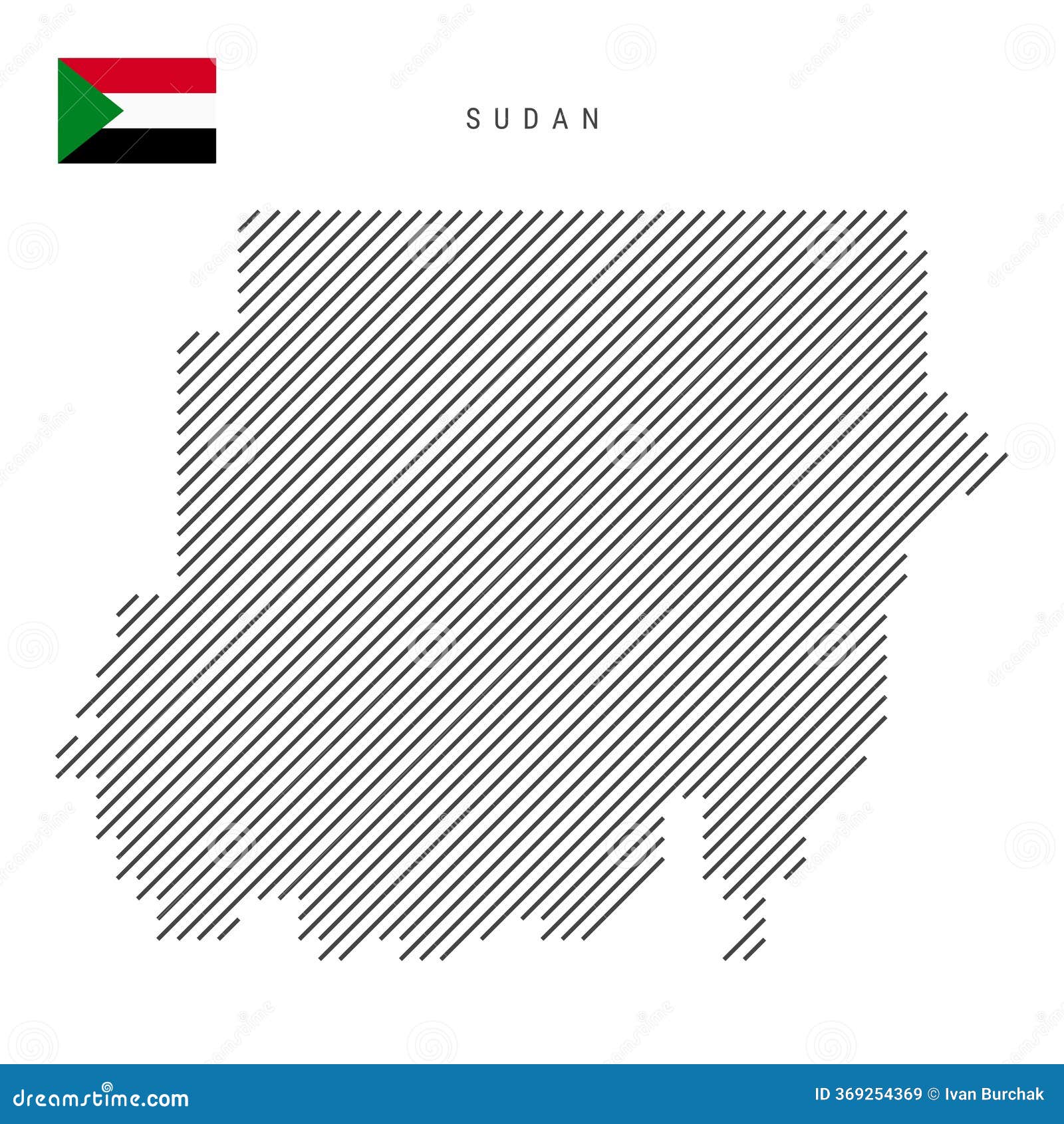 Sudan Map From Pattern Of Black Slanted Parallel Lines. Flat Vector ...