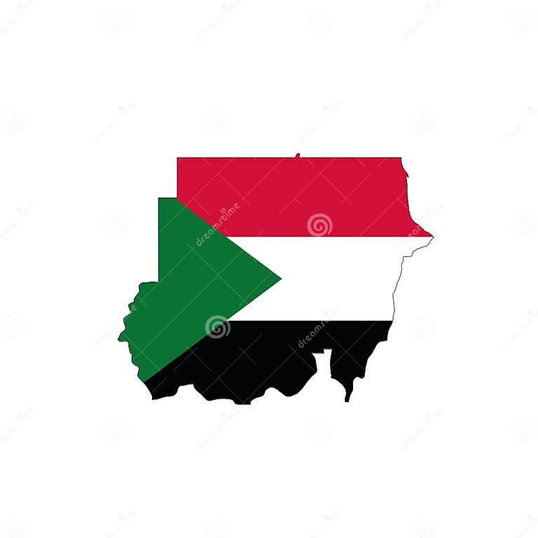 Sudan National Flag In A Shape Of Country Map Stock Vector