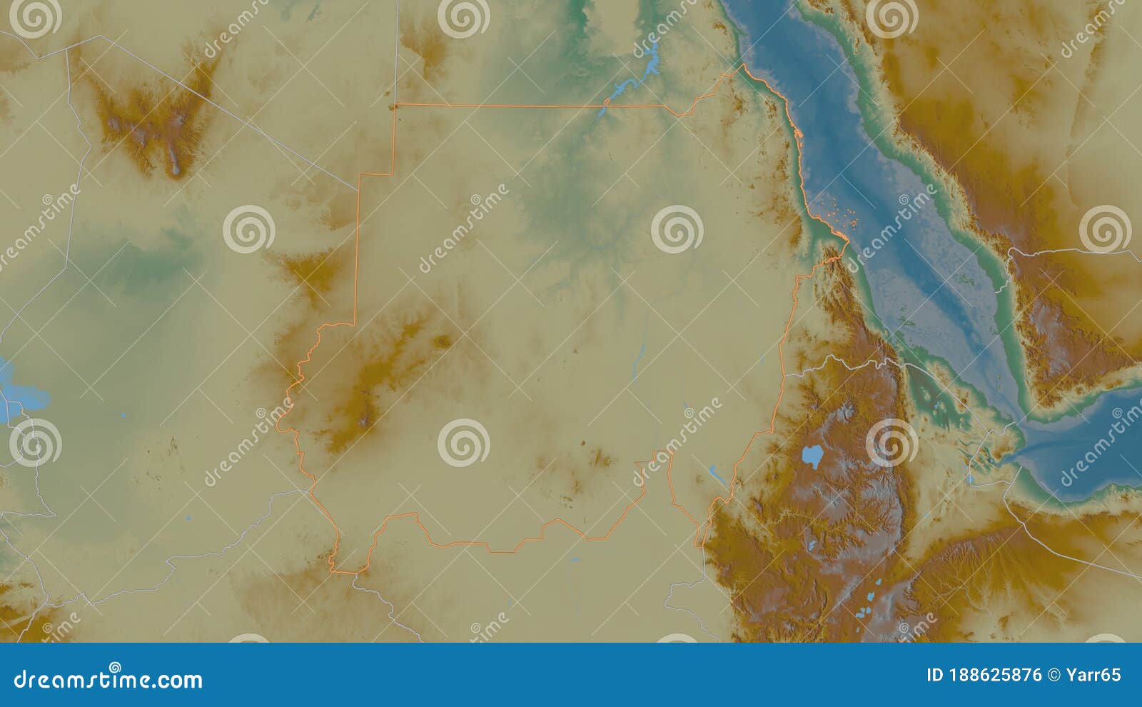 Sudan - overview. Relief stock illustration. Illustration of planet ...
