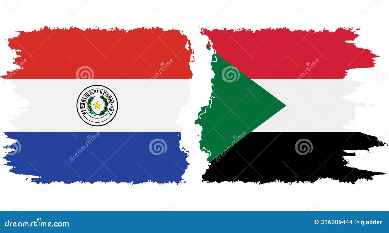 Sudan and Paraguay Grunge Flags Connection Vector Stock Vector ...