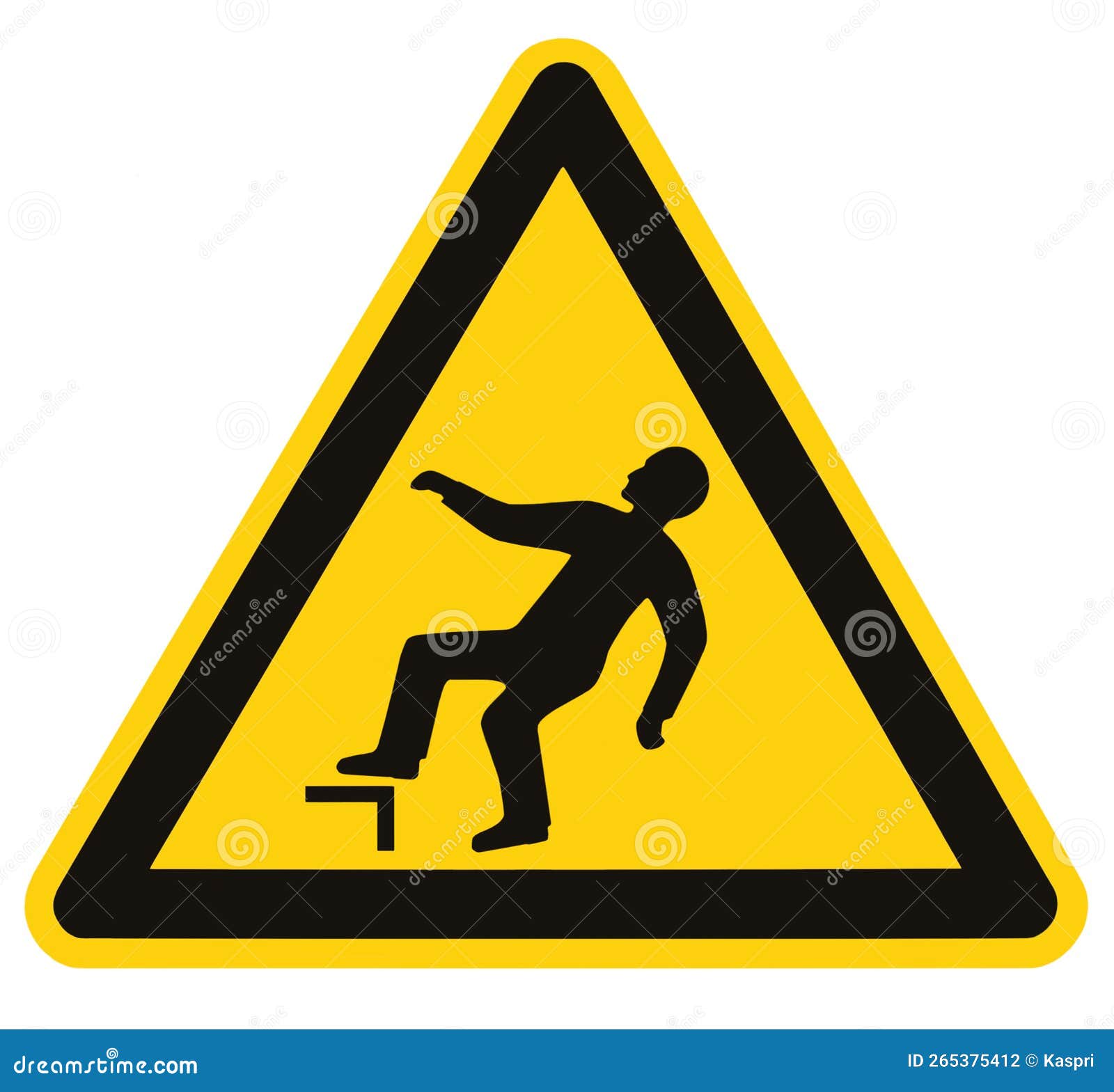 Sudden Drop Danger Warning Sign Icon Label, Black Triangle Over Yellow ...