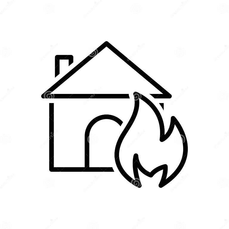 Black Line Icon for Suddenly, Abruptly and House Stock Vector ...