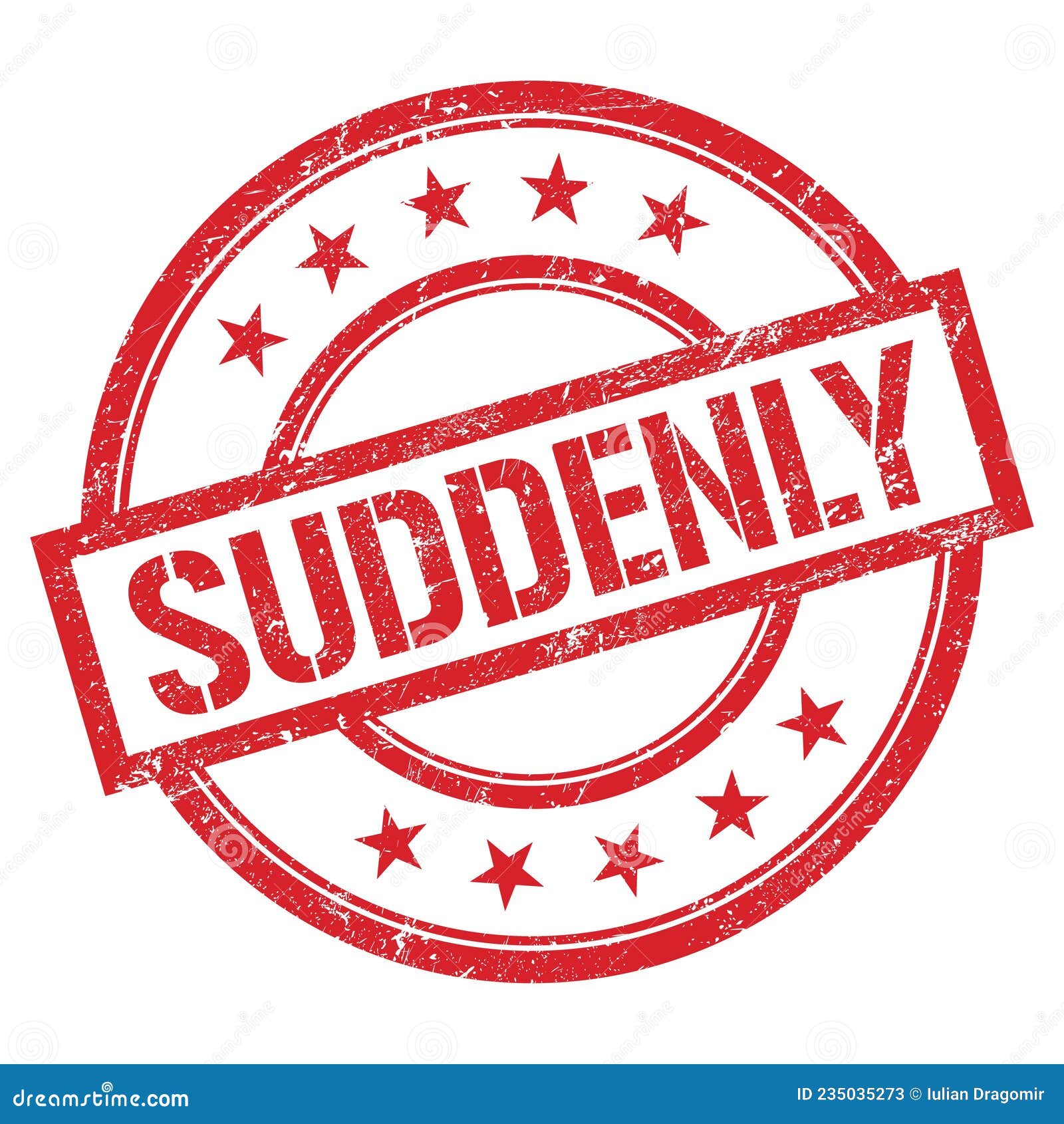 SUDDENLY Text Written on Red Vintage Stamp Stock Illustration ...