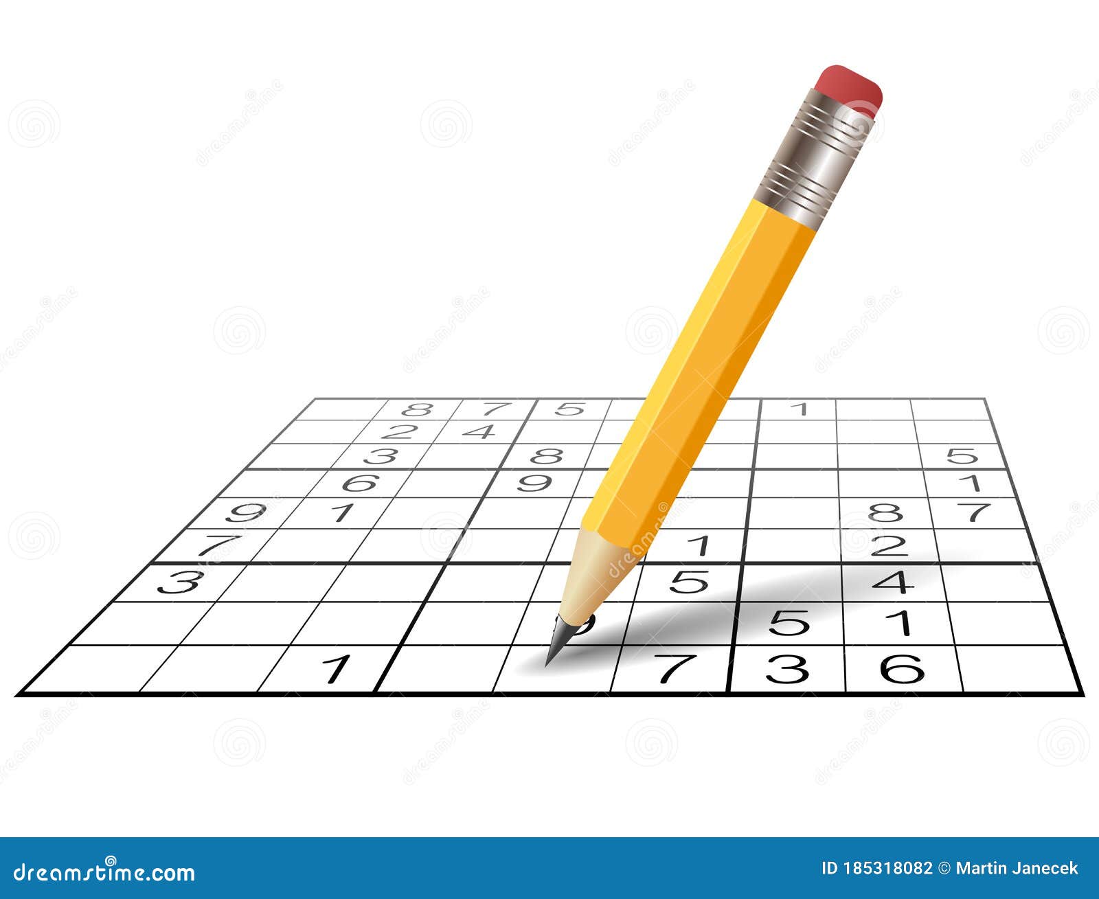 Sudoku game and pencil stock illustration. Illustration of complete ...