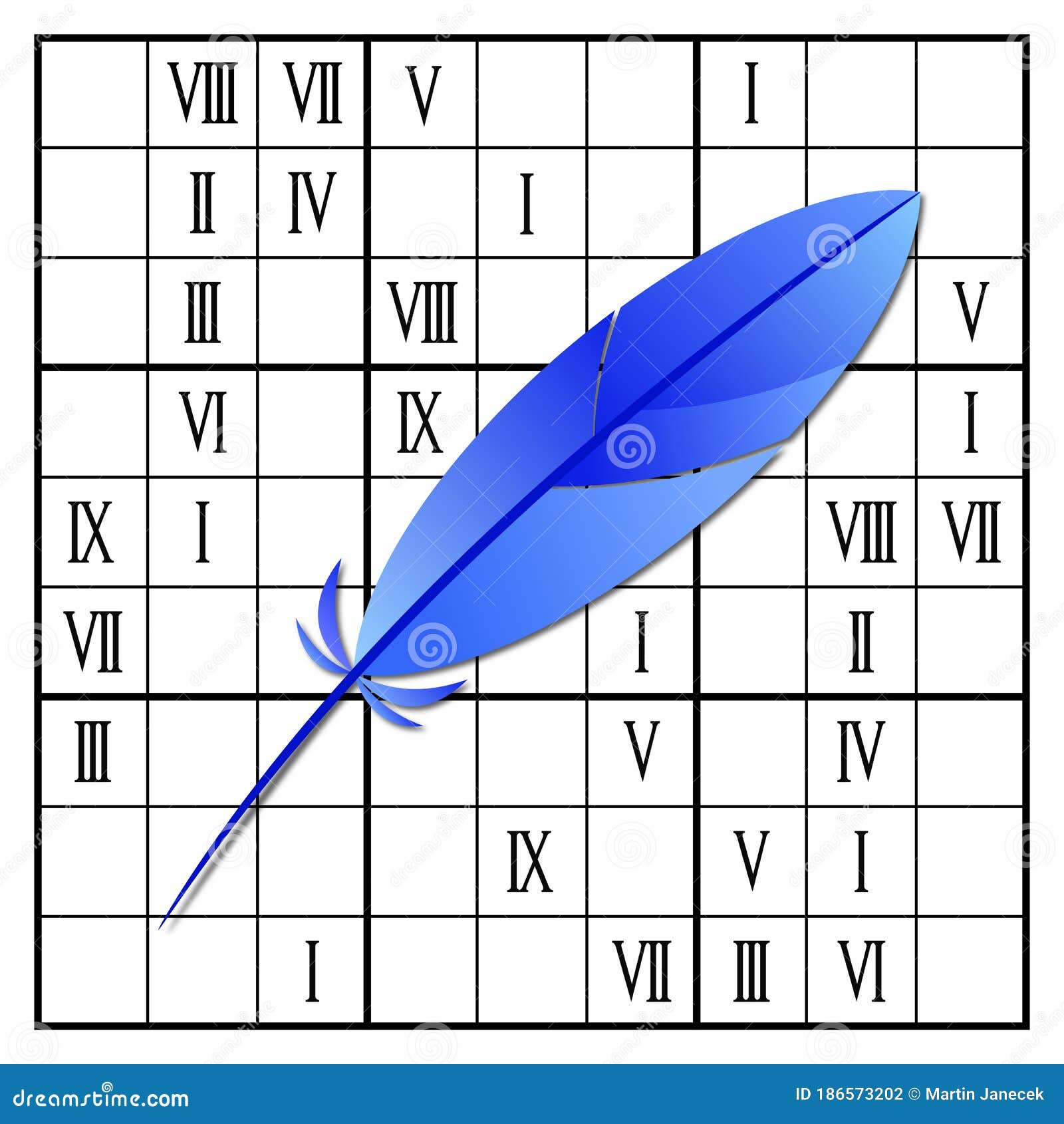 Sudoku Game, Roman Numerals Stock Illustration - Illustration of logic ...