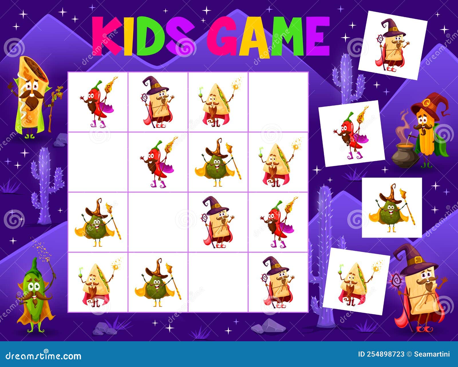 Sudoku Kids Game Cartoon Tex Mex Food Wizards Stock Vector ... Sudoku Kids Game Cartoon Tex Mex Food Wizards Stock Vector ...