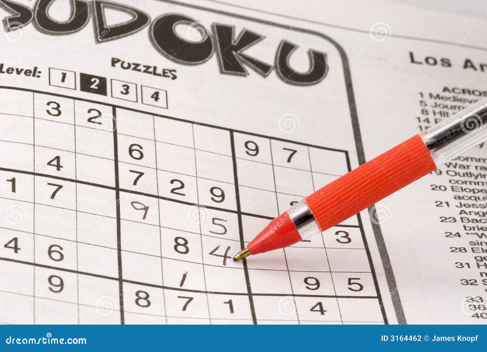 Sudoku puzzle stock photo. Image of sudoku, newspaper - 3164462