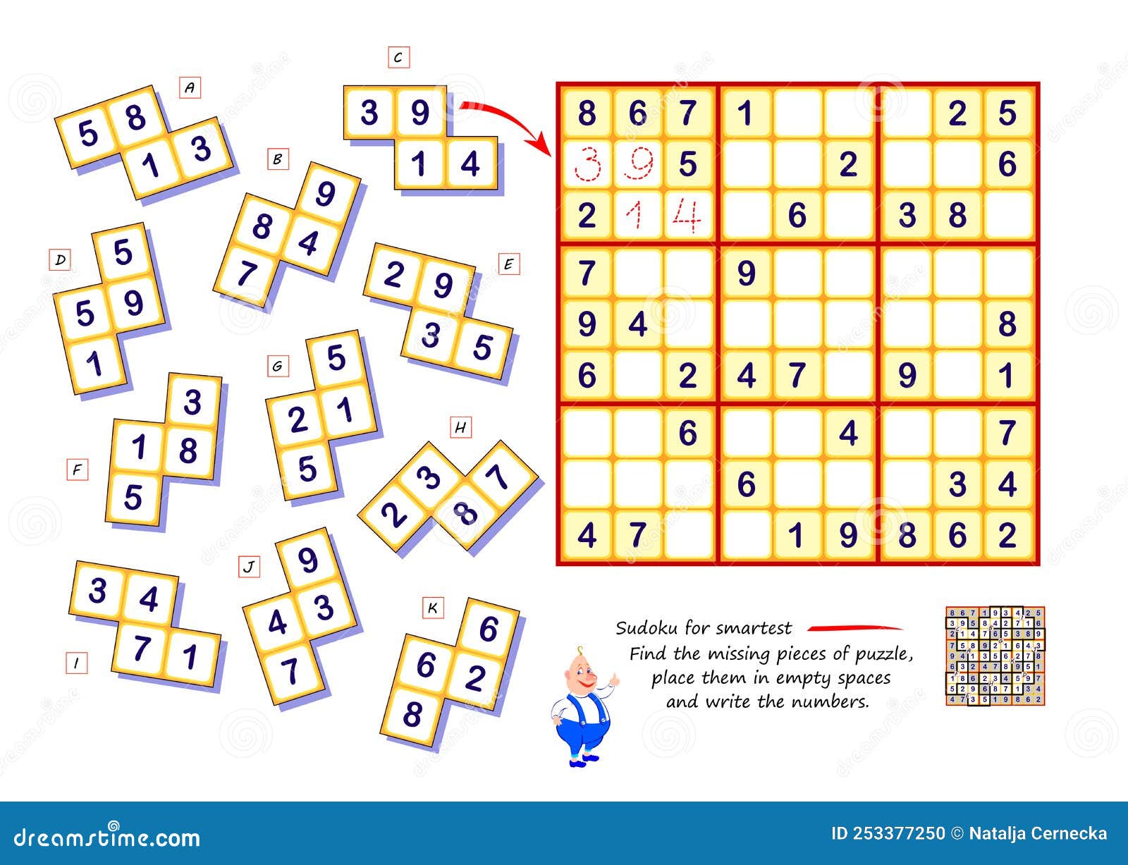 Sudoku for Smartest. Logic Game. Find the Missing Pieces of Puzzle ...